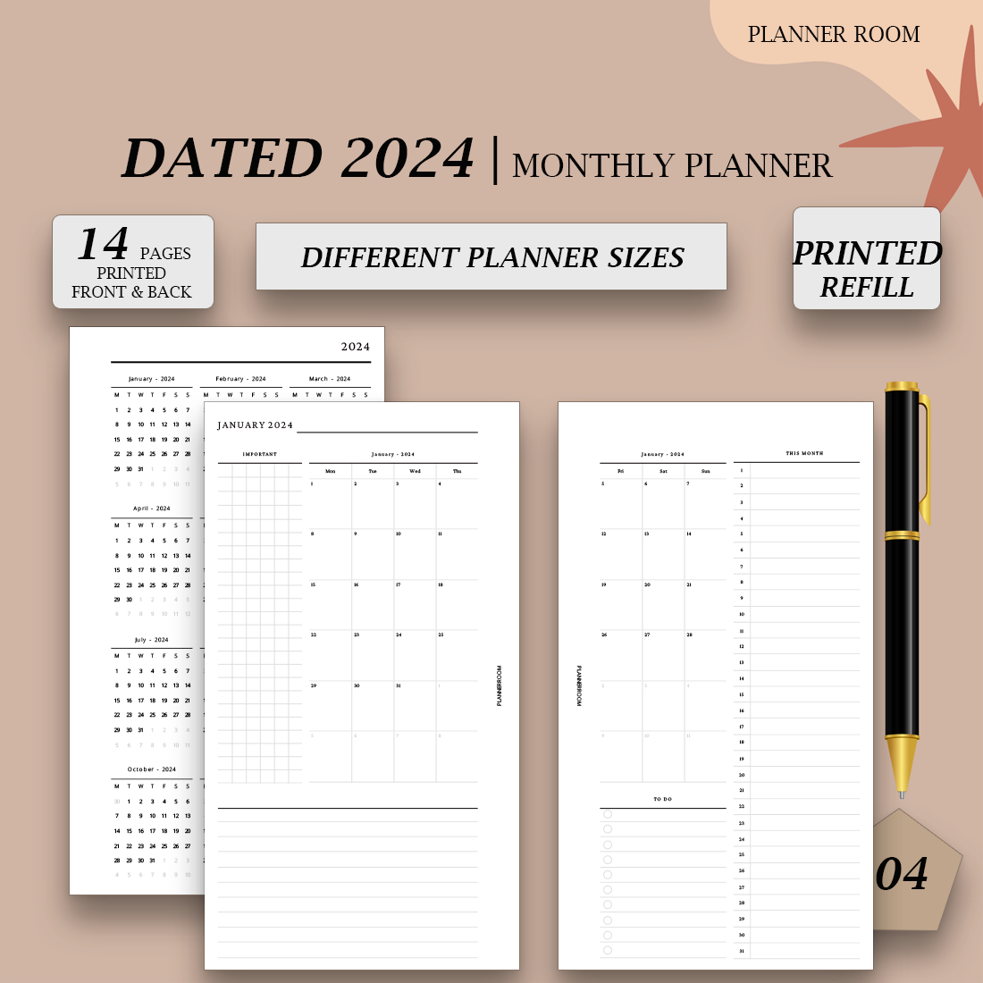 Printed planner inserts for 6 rings covers – Planner Room Shop